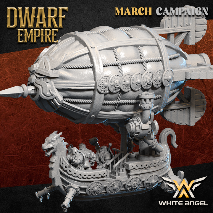 3D Printable DWARF ZEPPELIN - DWARF EMPIRE (MARCH 2025 CAMPAIGN) by WHITE ANGEL MINIATURES